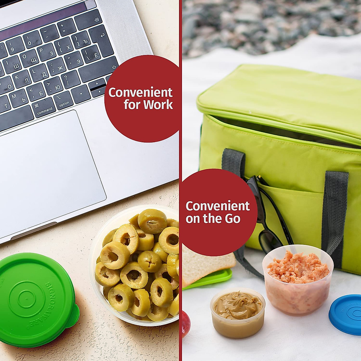 Reusable Airtight Food Containers 3 oz 8 pack. for Snacks, Baby/Toddler Food/Puree, Condiments, Picnics Food Prep, Lunch, Plastic Food Storage Containers–Dishwasher, Microwave, Freezer Safe BPA free