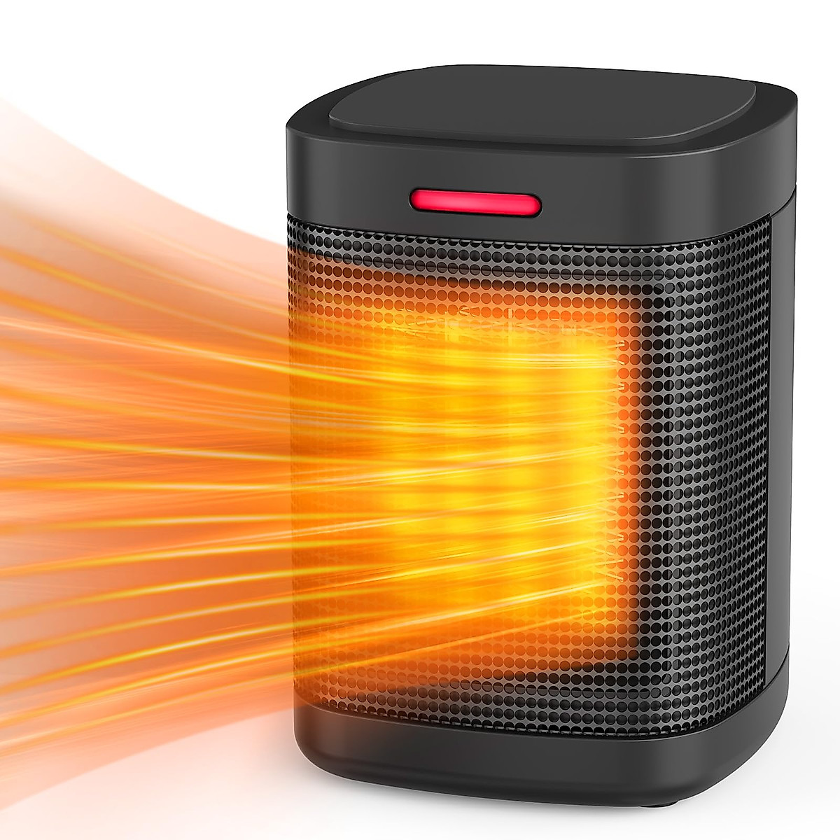 500W PTC Small Ceramic Electric Heater, Portable Electric Space Heater with One-Click, Fast Safety Heating, Overheating and Tip-Over Protection, Mini Space Heater for Indoor Use Office Bedroom