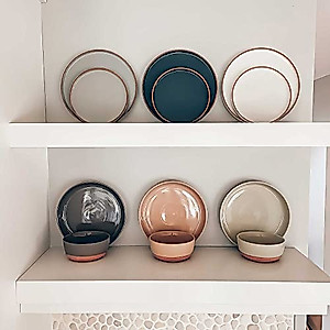 Mora Ceramic Flat Bowls Set of 4-25 oz- For Soup, Salad, Rice, Cereal, Breakfast, Dinner, Serving, Oatmeal, etc - Microwave, Dishwasher and Oven Safe Porcelain Bowl for Eating and Kitchen - Neutrals