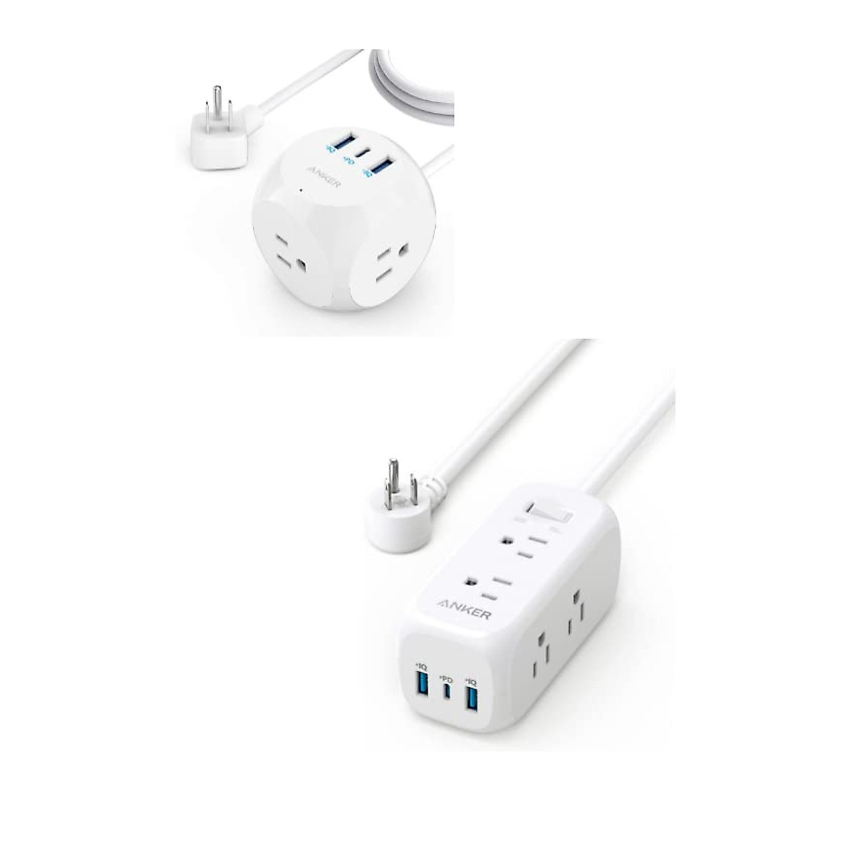 Anker Power Strip with USB C, PowerCube with 3 Outlets & 30W USB C and Anker USB C Power Strip Surge Protector(300J),6 Outlets and 20W Power Delivery