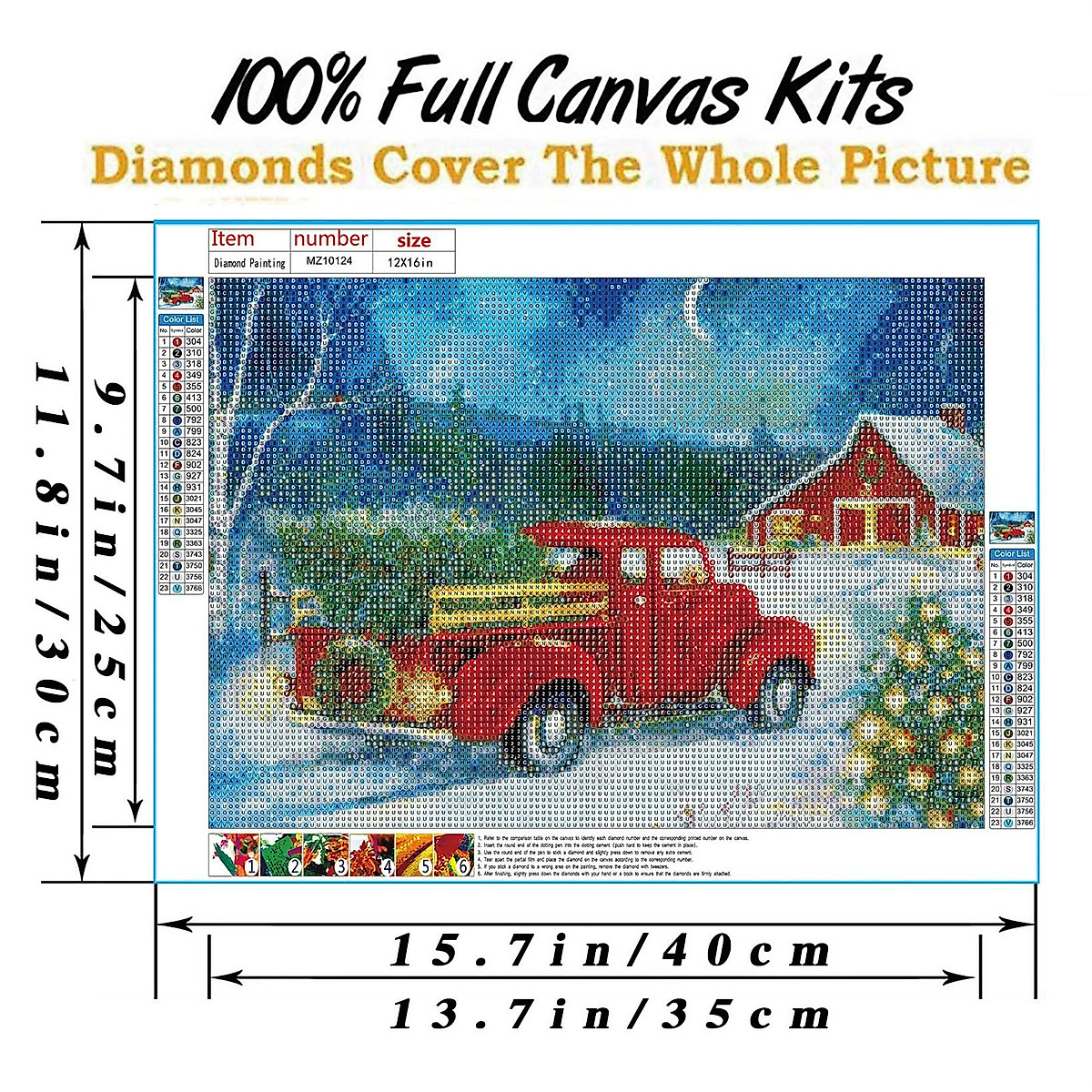 RUIHA Christmas Diamond Painting Kits,Winter Diamond Art Kit for Adults,Red Truck 5D Paint with Diamond Full Drill for Parents-Children Interrction,Wall Decor(12x16) (Snowy Night)