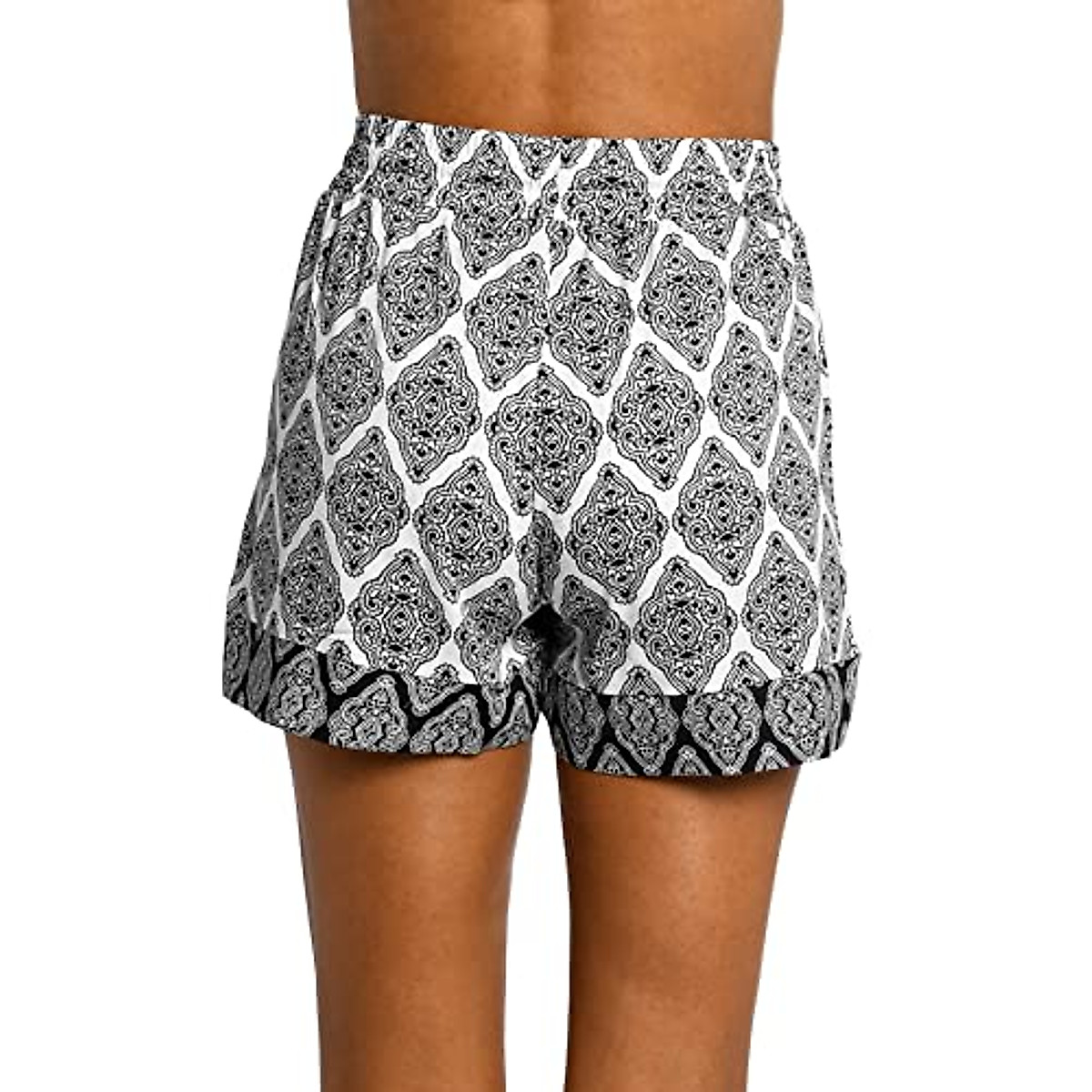 La Blanca Womens Beach Short Swimsuit Cover Up Swim Trunks, Black/White//Oasis Tile, Medium US