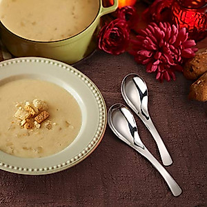 HIWARE Thick Heavy-weight Soup Spoons, High Grade Stainless Steel Soup Spoons, Table Spoons, Set of 6