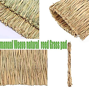 Rabbit Grass Mat, Bunny Natural Straw Woven Bed, Small Animal Cages Hay Nest Sleeping, Chewing, Nesting and Toys for Guinea Pig Hamster and Rat Bed Mat