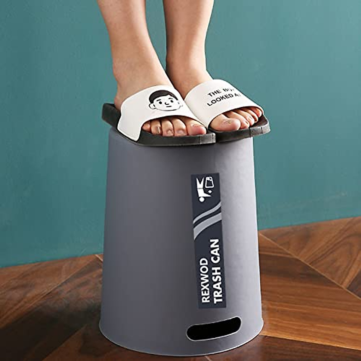 REXWOD Small Trash Can Wastebaske 1.5 Gallon Garbage Bin Round for Small Space Bathroom Office Bedroom,White 2 Pack