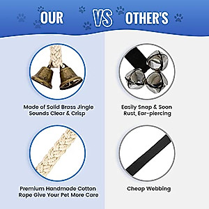 Maume Dog Bell for Door Potty Training, Adjustable Hanging Door Bell Length for Small, Medium and Large Dogs to Go Outside 2 Packs (Rustic Gold)