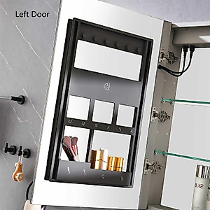 THNIKRE Medicine Cabinet with Lights, 40"X30" Anti-Fog Recessed Or Surface Medicine Cabinet with Mirror, with Electrical Outlet & USB, 3X Makeup Mirror, Dimmable, Adjustable Color Temperature