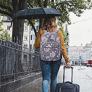 LOVEVOOK Laptop Backpack Purse for Women, Fashion Work Business Travel Computer Bags, College Nurse Backpack for Womens, Casual Daypack, Fit 15.6 Inch Laptop, Flower-Pink Purple