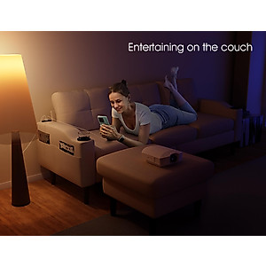 AILIUHUA L-Shaped Lounge Sectional Sofa for Living Room, 78 inch 3 Seater Comfort Couches with USB Charge & Cupholder, Washable and Removable Upholstered for Apartment and Office, Beige