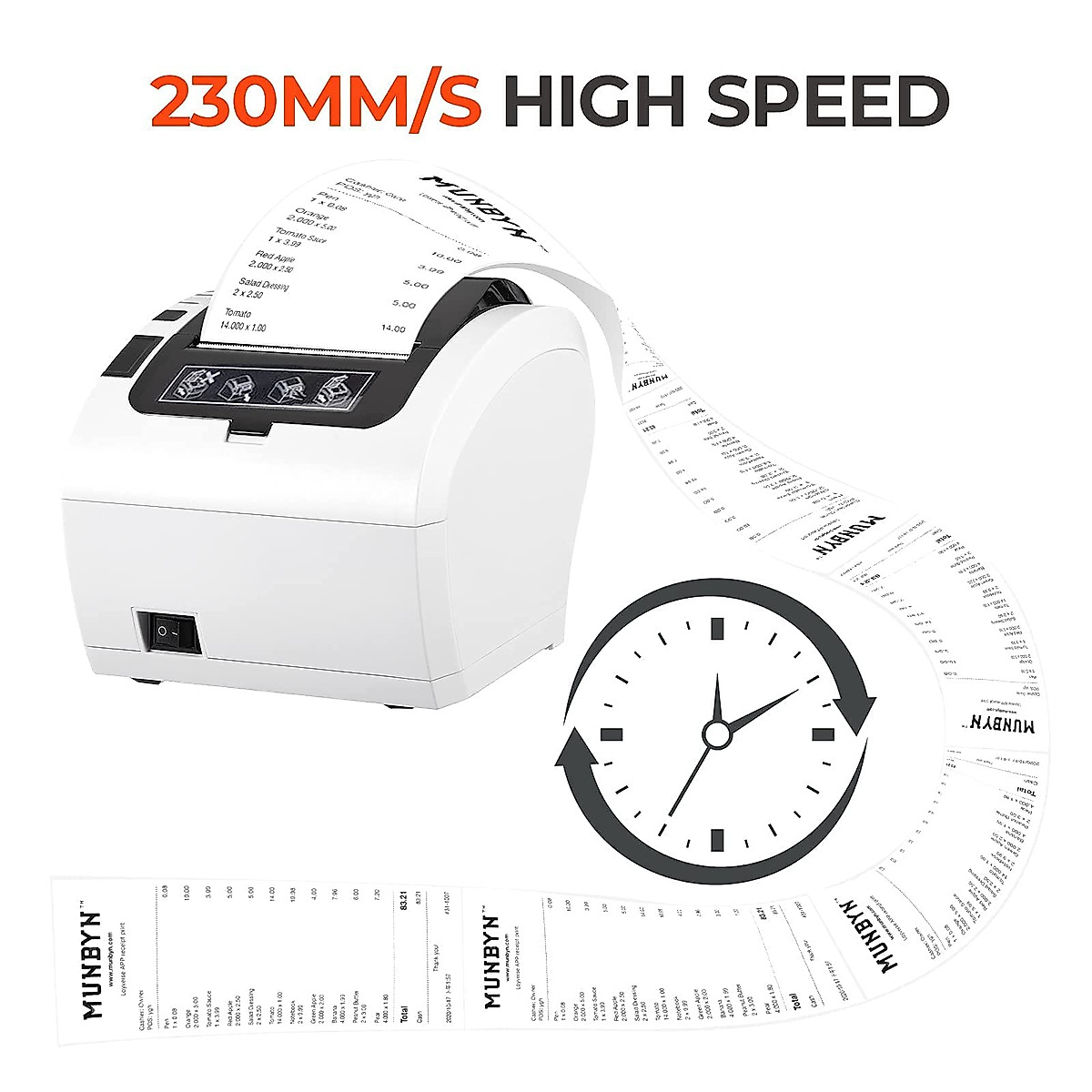 MUNBYN Receipt Printer, Thermal Receipt Printer Works with Windows Mac Chromebook Linux Cash Drawer and White Cash Drawer, 16" Heavy Duty Cash Register for Point of Sale (POS) System