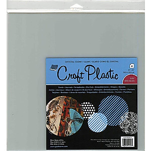 Grafix Ultra Clear .020 Plastic, Durable and Archival Film, Perfect for DIY Crafts, Stencils, Journals, Cards, 3D Embellishments, and More, 12" x 12", 4 Pack, (K20CP1212-4)
