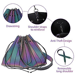 chosping Geometric Luminous Women's Fashion Handbags Tote Holographic Reflective Shoulder Bag Flash Purses (TOTE)