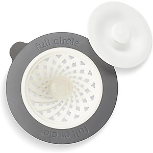 Full Circle Sinksational Sink Strainer with Stopper, White/Gray