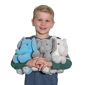 Fluffuns Baby Elephant Plush Stuffed Animal Toy - Cute Plush Stuffed Elephant Animals Toys for Babies, Girls and Boys - 9 Inch Height (Blue Gray White)