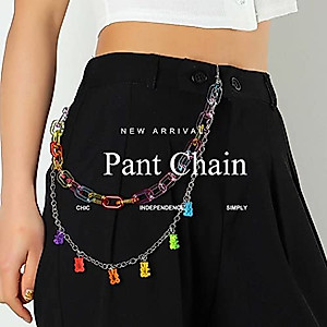 Zehope Pants Chain Colorful Jean Chains Layered Bear Wallet Pocket Chains Acrylic Waist Jewelry for Women