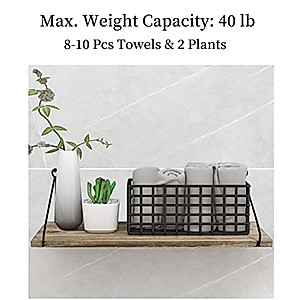 SUMGAR 24 Inch Floating Shelves Long Shelf for Wall Decor, Rustic Large Wood Wall Mounted Hanging Storage Shelves with Black Metal Brackets for Bathroom Kitchen, Set of 2