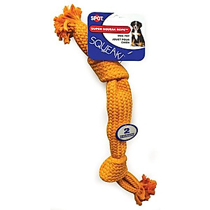 Ethical Pets Super Squeak Rope Dog Toy with 2-Squeaker, 14-Inch