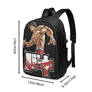 WAYOQI Baki the Grappler Laptop Backpack College Backpack Waterproof Durable Business Backpack With Usb Port Work Travel Casual Daypack 17 Inch