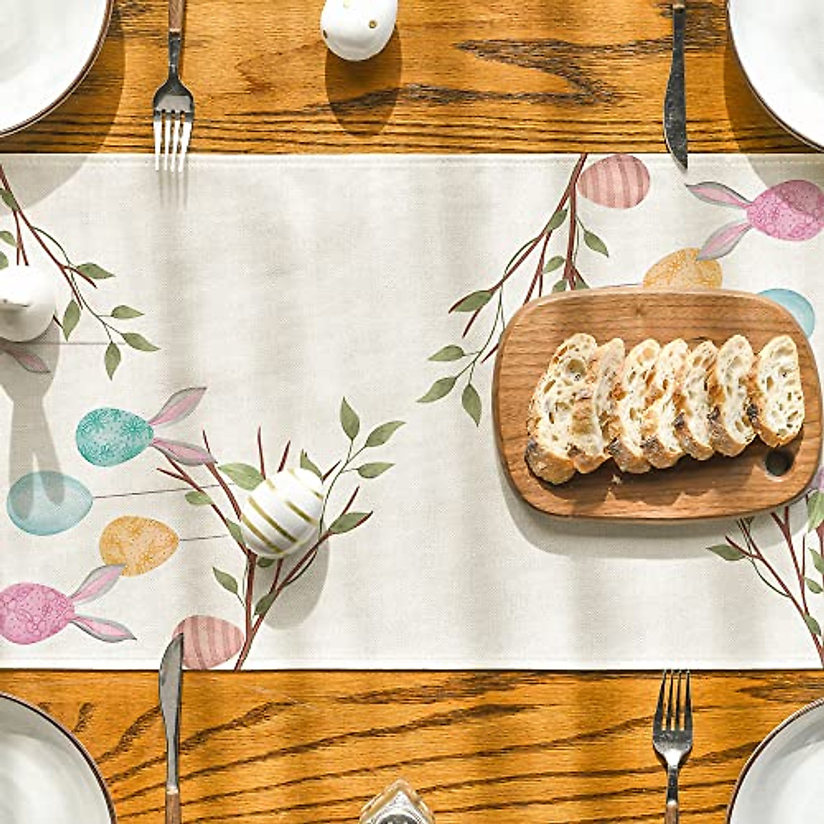 Artoid Mode Eggs Buffalo Plaid Truck Easter Table Runner, Spring Seasonal Holiday Kitchen Dining Table Decor for Indoor Outdoor Home Party Decoration 13 x 72 Inch