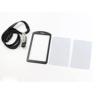 Aluminum Badge Holder with Detachable Neck Lanyard/Strap for ID Card, Working Card, Name Tag (Black)