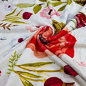 Tupmnbry Wildflowers Floral Throw Blanket Botanical Floral Printed Blanket Super Soft Flannel Throw Blanket Lightweight Fluffy Plush Fuzzy Bed Blanket for Bedding Sofa and Travel 60"X80"