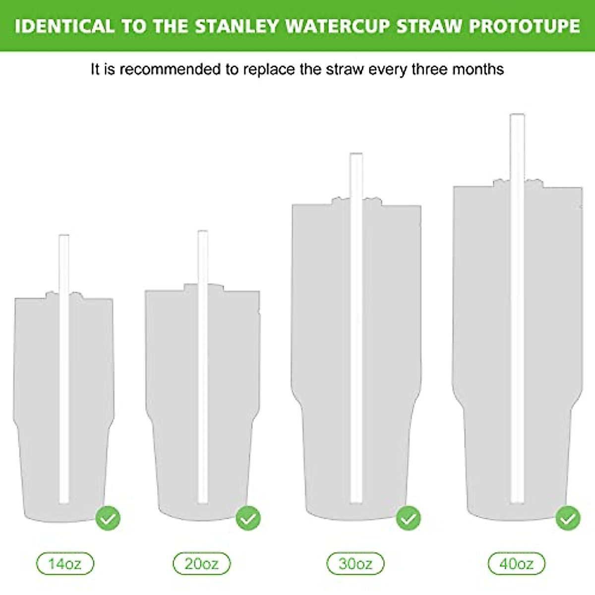 Replacement Straw for Stanley Cup 40oz 30oz Tumbler, 8 Pack Reusable Straws with Cleaning Brush for Stanley Adventure Travel Tumbler, Long Plastic Clear Straw for Stanley Cup Accessories