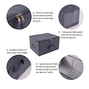 iwill CREATE PRO Pack of 2, Fabric Folding Washable Clothes Storage Boxes with Zip Lid for Wardrobe, Black Gray