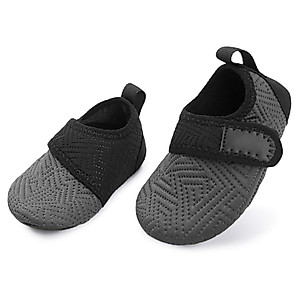 BARERUN Soft Baby Boys Girls Water Shoes Infant Barefoot Quick -Dry Anti- Slip Aqua Sock for Beach Swim Pool Grey 6-12 Months Infant