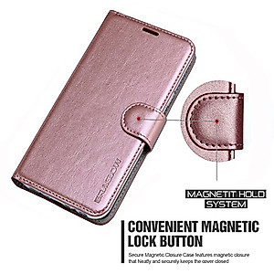 ERAGLOW Galaxy A10E Wallet Case, Premium PU Leather Flip Cover with Card Slots & Kickstand - Rose Gold