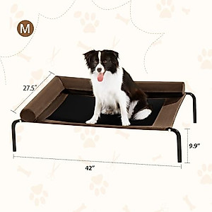 ROMROL 2 in1 Elevated Cooling Dog Bed for Large Dogs Raised Dog Cot Beds with Chew Proof Breathable Mesh and Metal Frame Portable Pet beds with No-Slip Rubber Feet for Indoor & Outdoor Easy to Clen