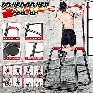 KDFJ Multifunction Indoor Pull Up Bar Horizontal Bars,Muscle Trainer Workout,Pull Up Station Power Tower Home Gym Fitness Equipment-Black