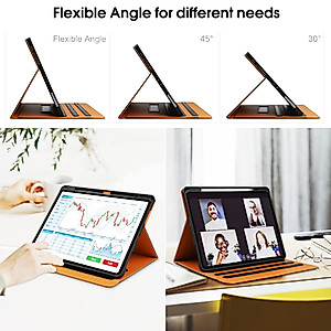 for iPad Pro 12.9 Case 6th/5th/4th/3rd Generation Case 2022/2021/2020/2018, Folio Stand Cover with Multiple Angles & Auto Sleep/Wake for iPad 12.9 Inch Pro 6th/5th/4th Gen, NavyBlue/Brown