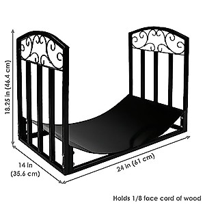 Sunnydaze 2-Foot Firewood Log Rack - Indoor/Outdoor Black Powder-Coated Steel Decorative Fireplace Wood Storage Holder