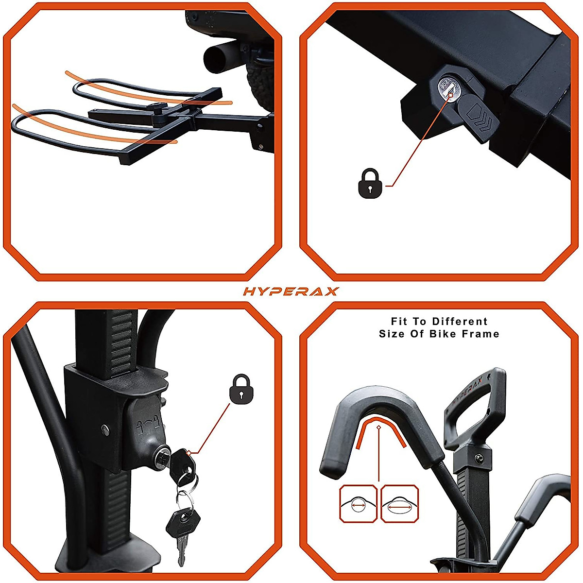 HYPERAX Special Combo - Volt 2 with 2 X E-Bike Adapter- Platform Bike Rack for Car, SUV, Trucks, Sedan - 2" Hitch Fits Up to 2 X 70 lbs Bike with Up to 5" Fat Tires - NO RV USE!