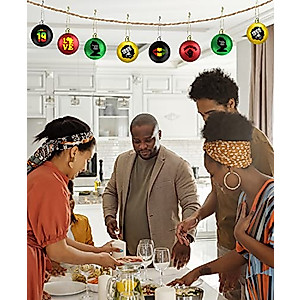 24 Pieces Juneteenth Hanging Balls Ornament Black History Month Ball Decor Juneteenth Hanging Tree Decor for African American Festival Holiday Party Decorations