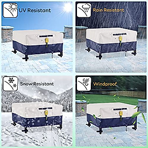 Time Forest Patio Coffee Table Cover Waterproof, Outdoor Lawn Patio Furniture Covers Heavy Duty, Waterproof Rectangular Table Covers for Outdoor Furniture, Fog/Navy 48''L x 28''W x 13''H