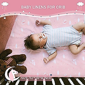 UOMNY Crib Bedding Set for Girls - Pink Baby Nursery Bedding Sets 3 Pieces Crib Quilt Comforter Fitted Crib Sheet Toddler Pillowcase Soft Star Baby Bedding Set