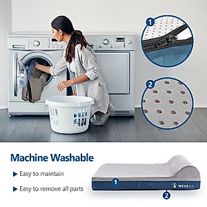 WEVEGO Orthopedic Dog Bed, 7.87-inch Thick Gel Memory Foam Pet Beds with Pillow, Durable Soft Flannel Fabric with Waterproof Liner & Removable Washable Cover Dog Beds for Medium Breed Dogs