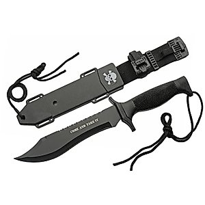 Skull Logo Bowie Stainless Steel Blade Abs Handle 12 inch EDC Hunting Knife