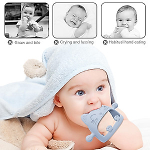 Baby Teething Toys for Babies 0-6 Months-Baby Teether,Anti-Drop Silicone Mitten Teething Toy for Soothing Sore Gums,Teething Pacifier,Baby Toys 6 to 12 Months-Ideal Baby Travel Essentials for Moms