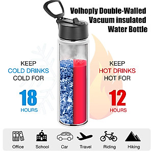 Volhoply Insulated Water Bottles with Straw Bulk 8 Pack, 22 oz Stainless Steel Sports Bottle with Handle Lid,Metal Travel Water Thermos with Wide Mouth, Reusable Cold Water Flask for Bike(White,8 Set)