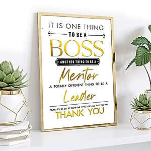 Gift For Boss Mentor Leader - 9" x 12" Metal Frame - For Both Men & Women - Christmas or Boss Day Present - Desk and Wall Art Boss Office Décor (Gold)