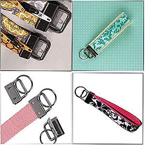 MFDSJ 20 Pcs 1 Inch Key Fob Hardware with Key Rings, Key Chain Fob Wristlet Hardware, Black