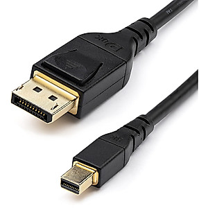 StarTech.com 6ft (2m) VESA Certified Mini DisplayPort to DisplayPort 1.4 Cable - 8K 60Hz HBR3 HDR - Super UHD mDP to DP 1.4 Cord - Slim (34 AWG) Ultra HD 4K 120Hz - Monitor/Video Cable (DP14MDPMM2MB)