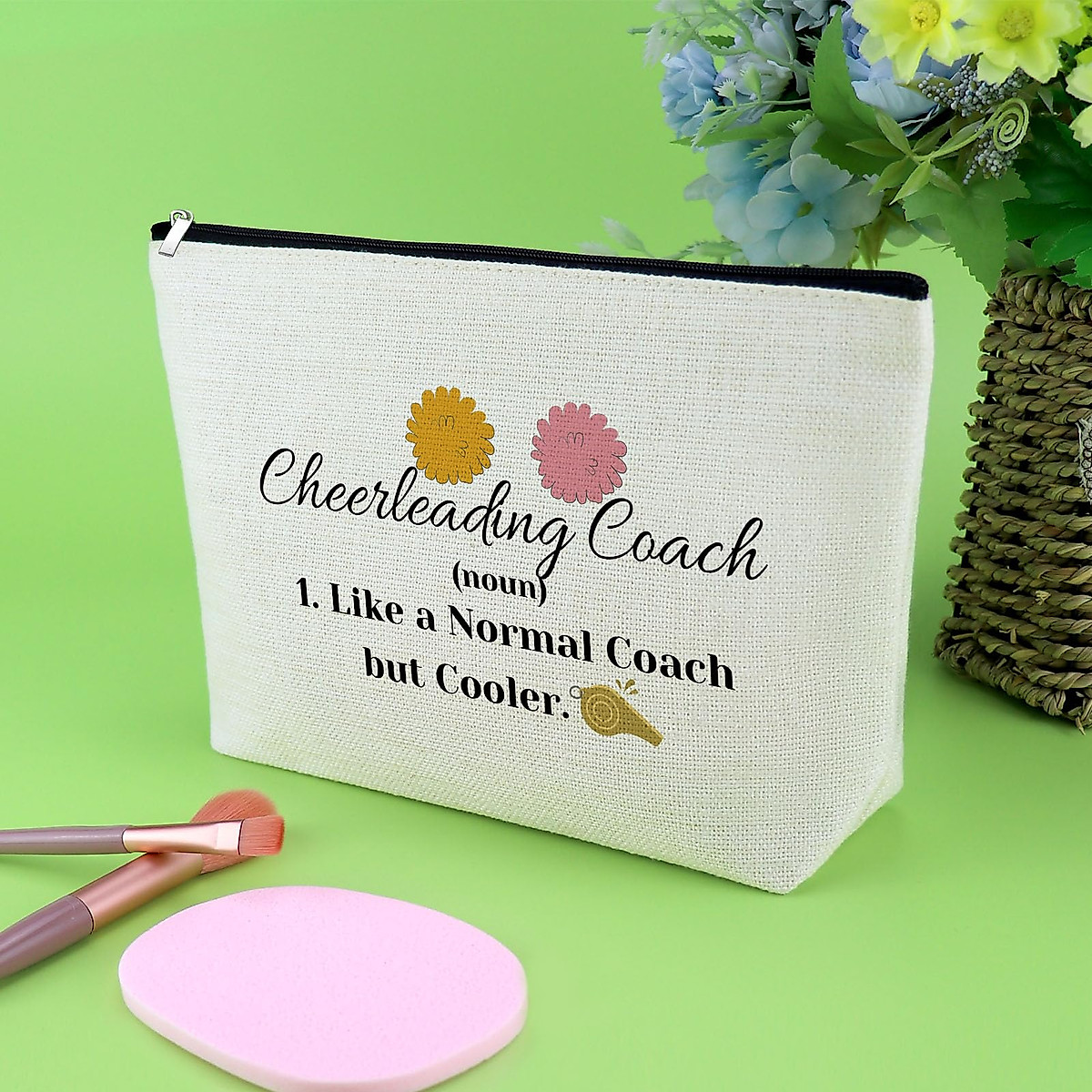 Gevody Cheer Coach Gift Cheerleading Coach Gifts Makeup Bag Cheer Mom Cosmetic Bag Thank You Appreciation Present for Cheerleader Team Mom Retirement Birthday Graduation Present Travel Cosmetic Pouch