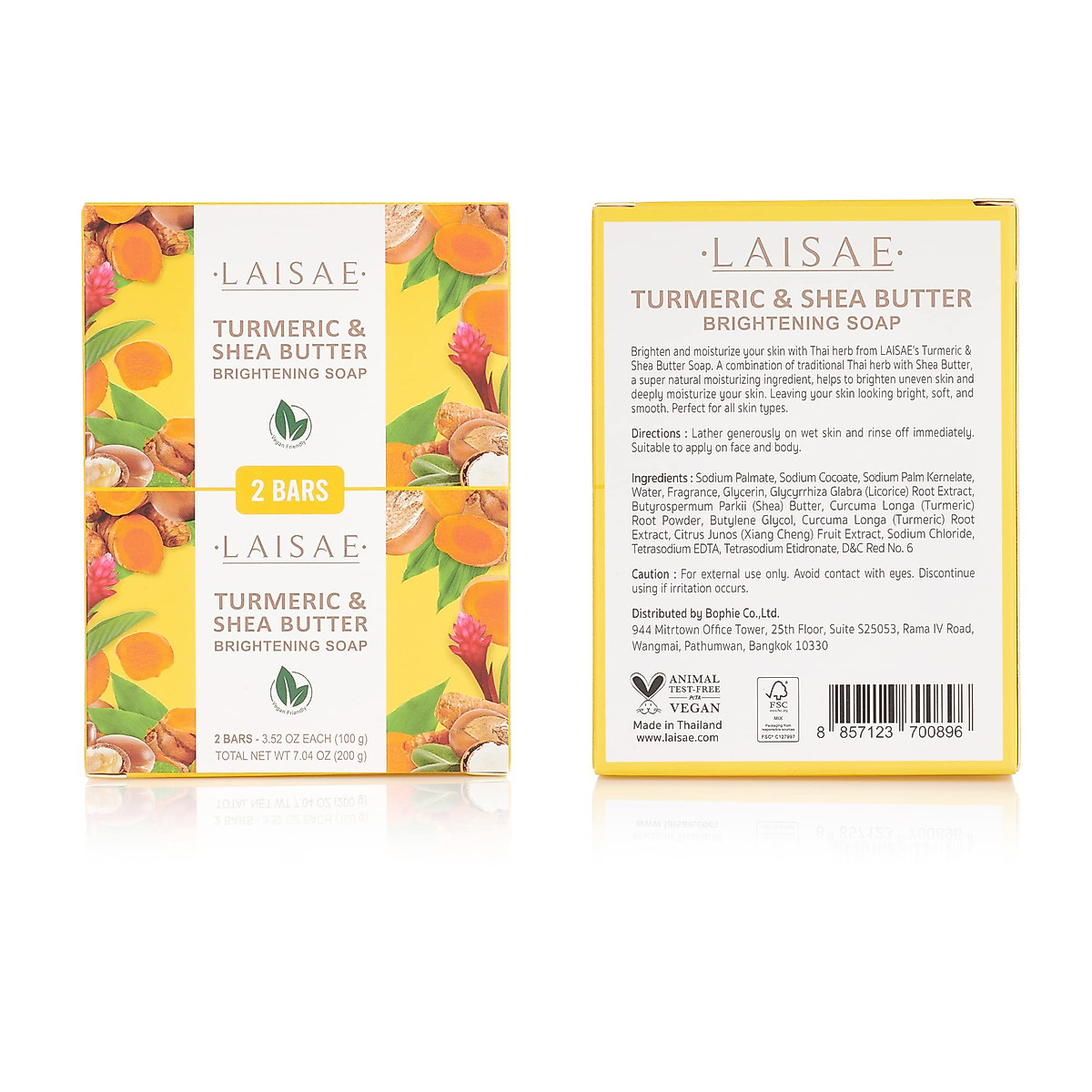LAISAE Turmeric Brightening Soap Bar for Face Moisturizer with Shea Butter, Licorice Root Extract - Uneven Skin Tone Body Cleansing Bar for Black Women, Sensitive Skin, Vegan Soap, 3.52 oz (2 Bars)