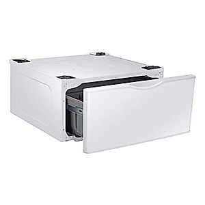 SAMSUNG 27-Inch Washer Dryer Pedestal Stand w/ Pull Out Laundry Storage Drawer, Stainless Steel, WE402NW/A3, White