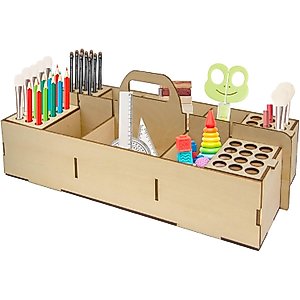 G TASTE Wooden Paint Brush Holder with 60 Holes, Craft Supplies Storage Rack, Brush Tool Holder, Paint Brush Organizer with MDF Material, Suitable for Arts Writing Tools