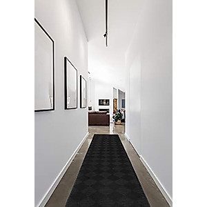 Garland Rug Diamond 3 ft. x 12 ft. Area Rug Black