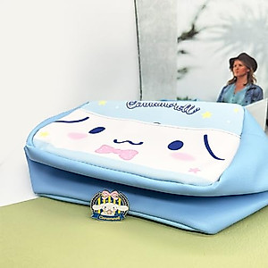 Kawaii White Dog Insulated Lunch Bag with Pin for Women, Reusable Large Capacity Lunch Box, Leakproof Lunch Tote Bag with Front Pocket, Lunchbox Container Thermal Cooler Bag Food Handbags for Work